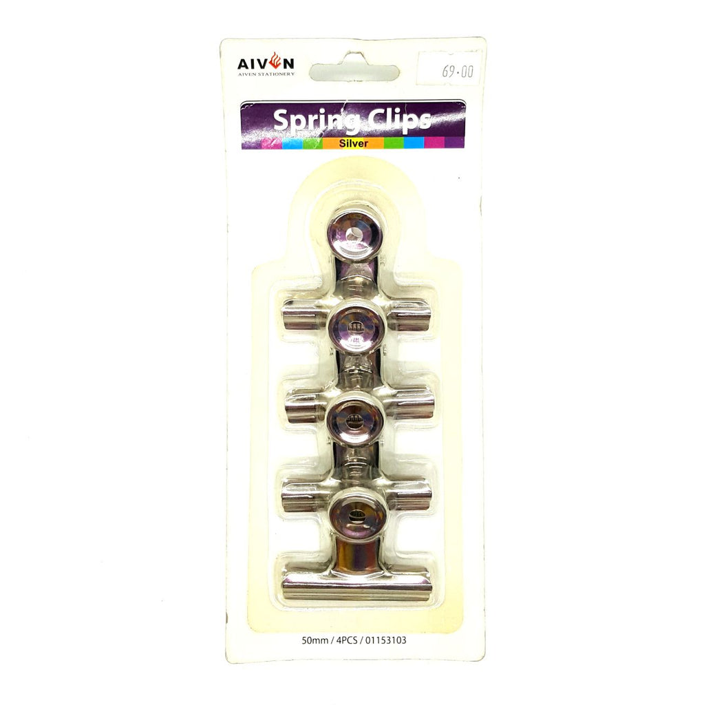 Aiven 50mm Spring Clips Silver 4's/set (Bulldog) – [OFFICEMONO]
