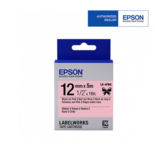 Epson LabelWorks™LK-4PBK- 12mm Black On Pink (Ribbon) C53S654511 ...