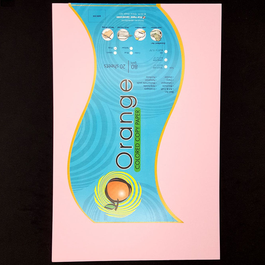Orange Colored Copy Paper Long 80GSM Pink 8 1/2 x 13 20Sheets ...