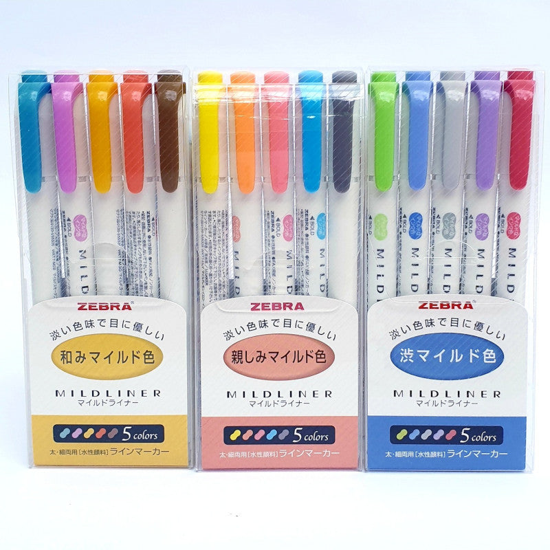 Zebra MILDLINER highlighter 5-Color Set – [OFFICEMONO]